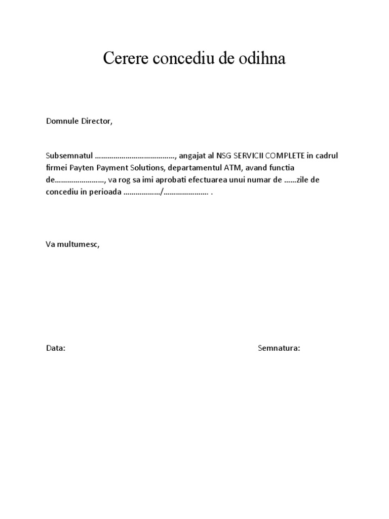 Cerere Concediu | PDF