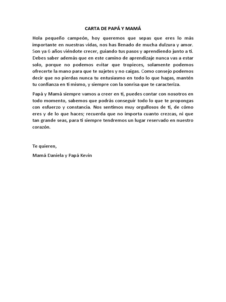 Carta de Papá y Mamá | PDF