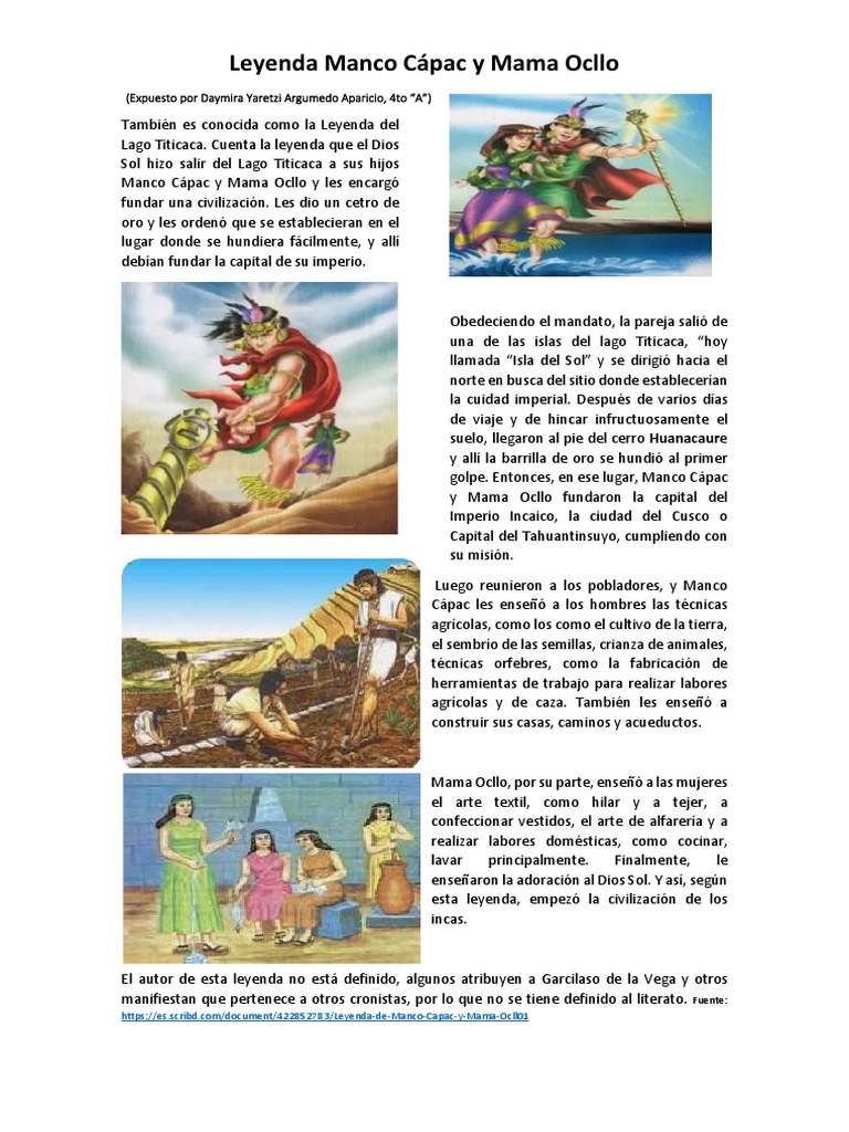 Leyenda Manco Capac y Mama Ocllo | PDF