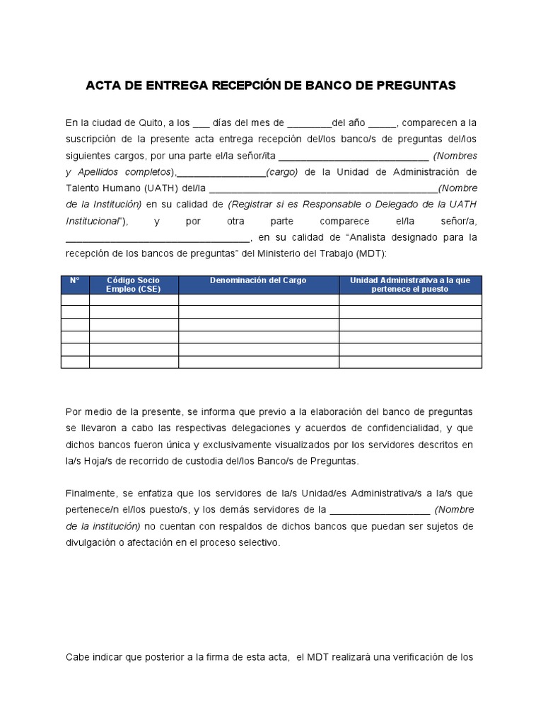 Acta Entrega Recepción | PDF
