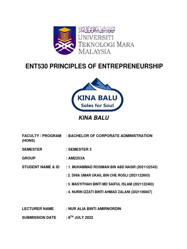 Group 5 - BP Project (Kina Balu) - Am2253a | PDF | Partnership | Shoe