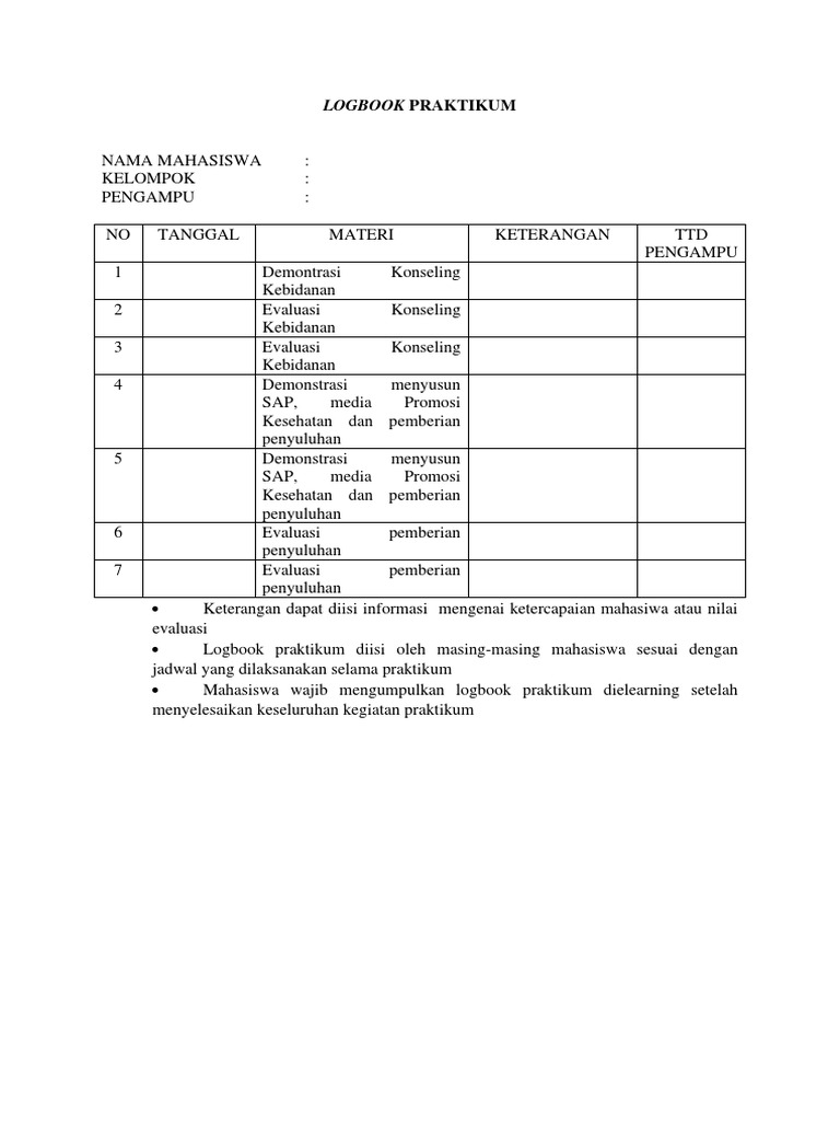 Logbook Praktikum | PDF