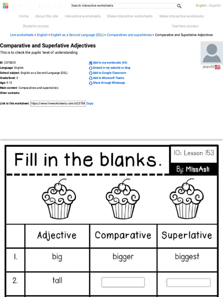 Comparative and Superlative Adjectives Interactive Exercise For | PDF