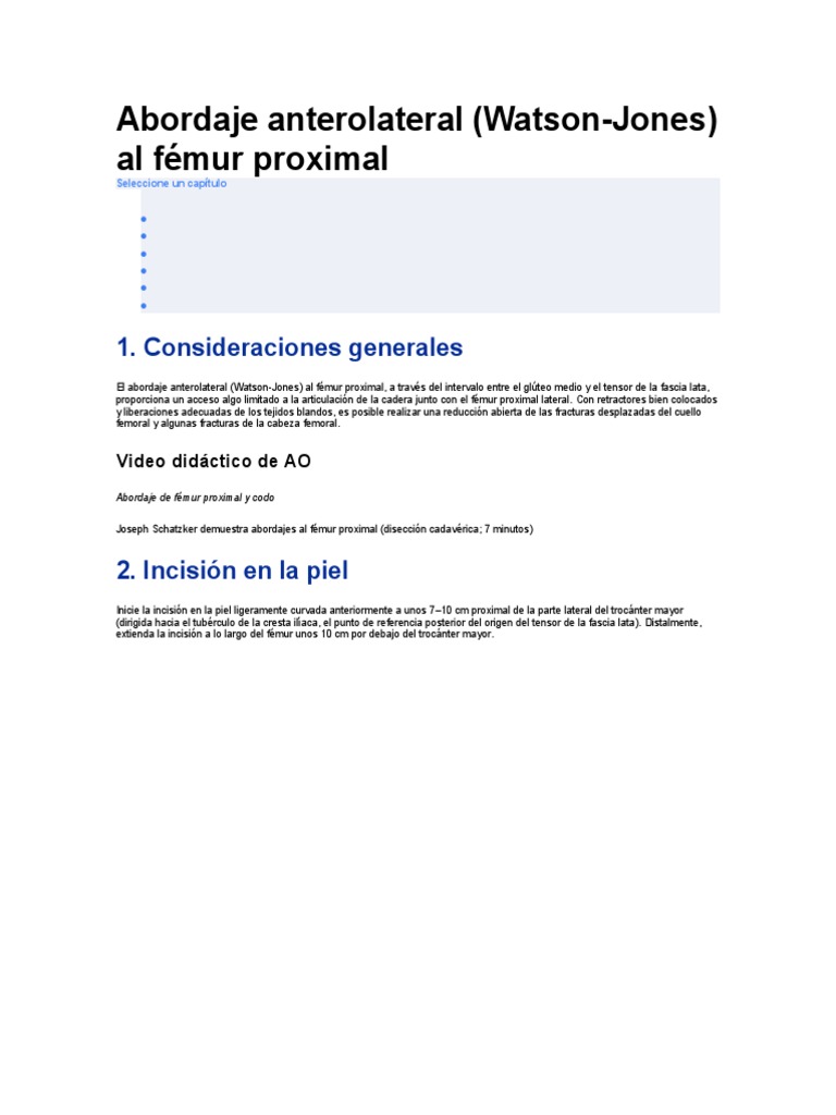Abordaje Watson-Jones en Fémur Proximal | PDF