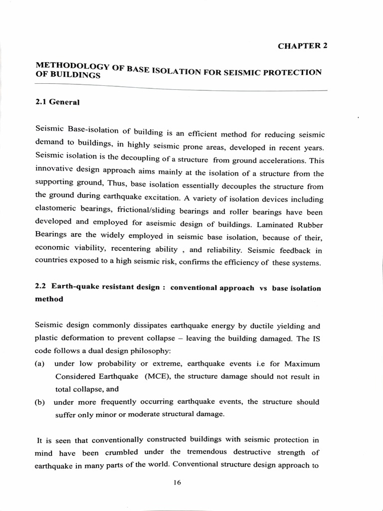 Chapter 2 Methodology of Base Isolation For Seismi Protection of Buildings | PDF | Earthquake ...