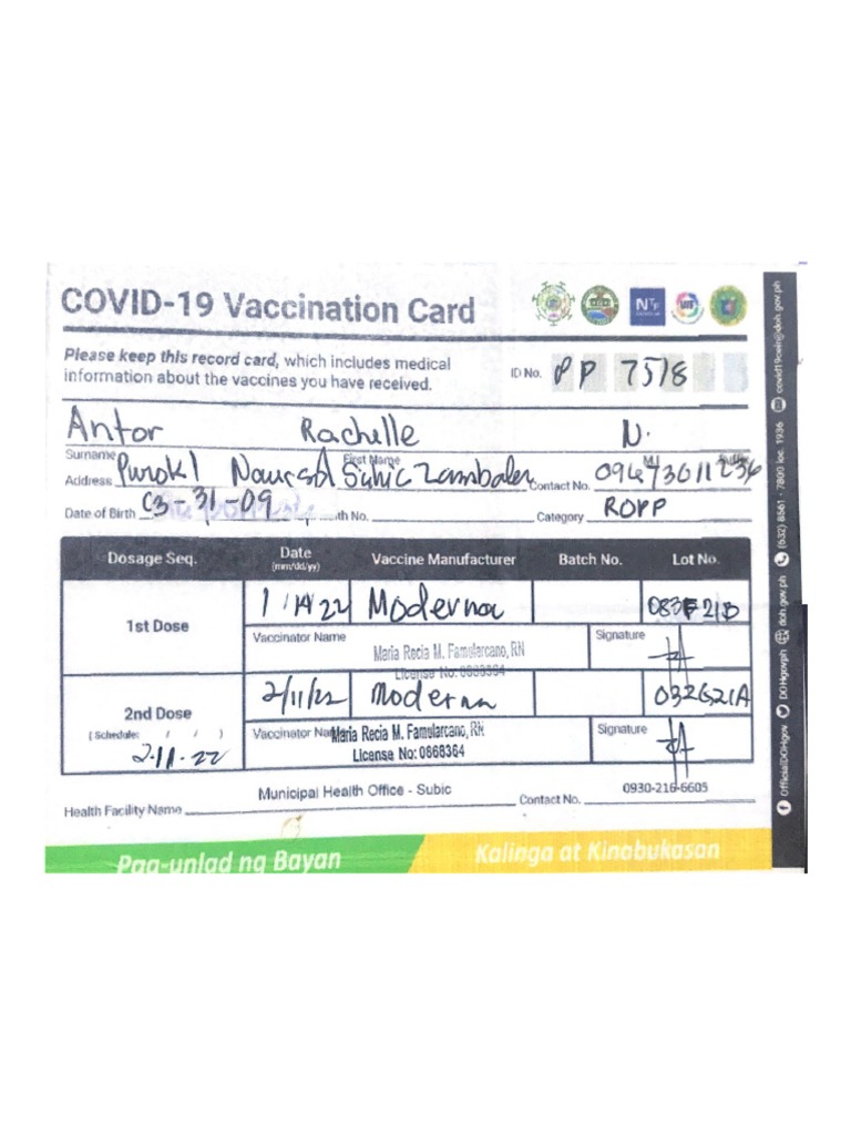 COVID-19 Vaccination Card | PDF
