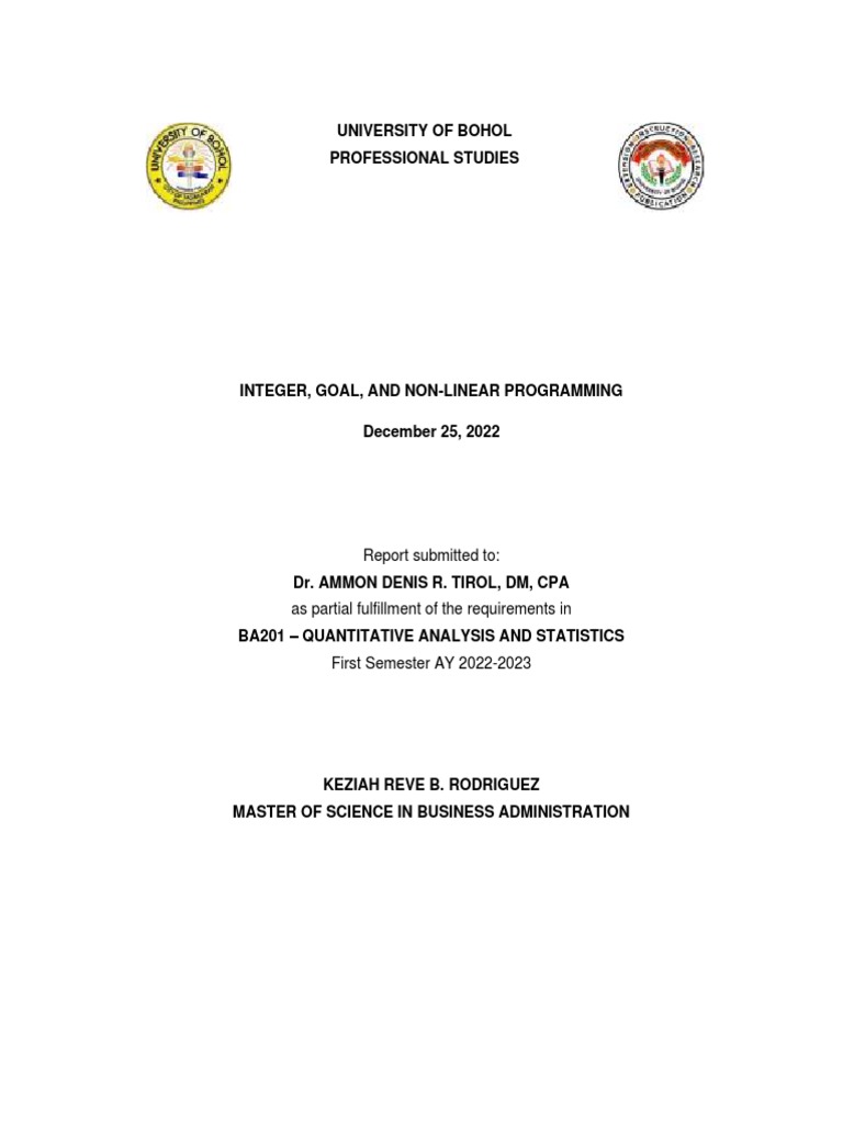 10.0 Integer - Goal - and - NonLinear - Programming | PDF | Linear Programming | Nonlinear ...