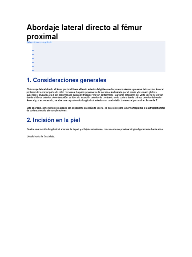 Abordaje Lateral Directo al Fémur Proximal | PDF | Anatomía del miembro ...