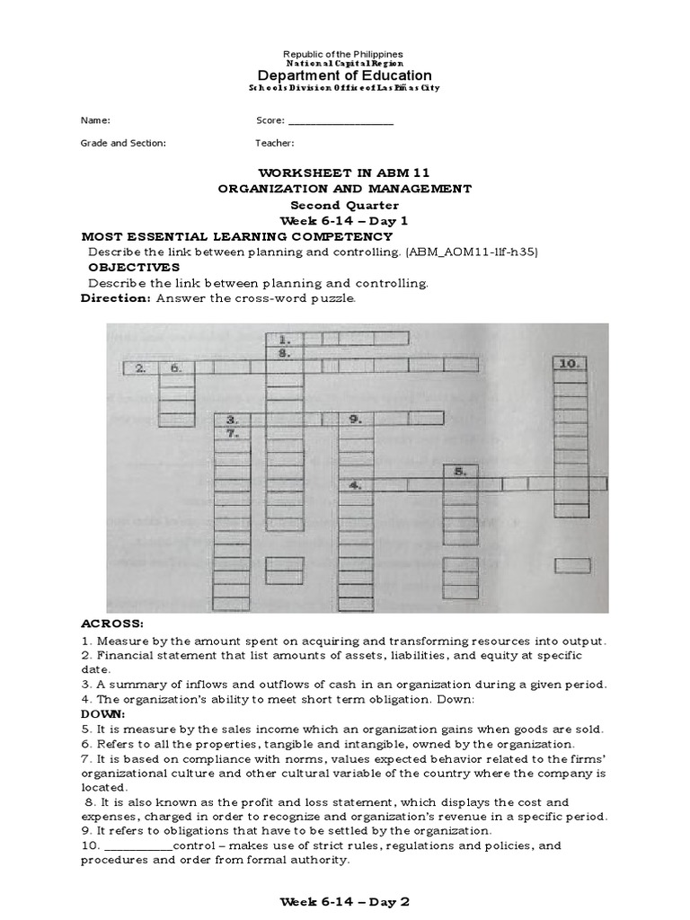 Worksheet in Om 11 Week 6 | PDF | Balance Sheet | Income Statement