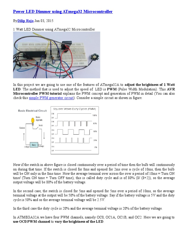3 Power LED Dimmer Using ATmega32 Microcontroller | PDF | Manufactured Goods | Computer Engineering