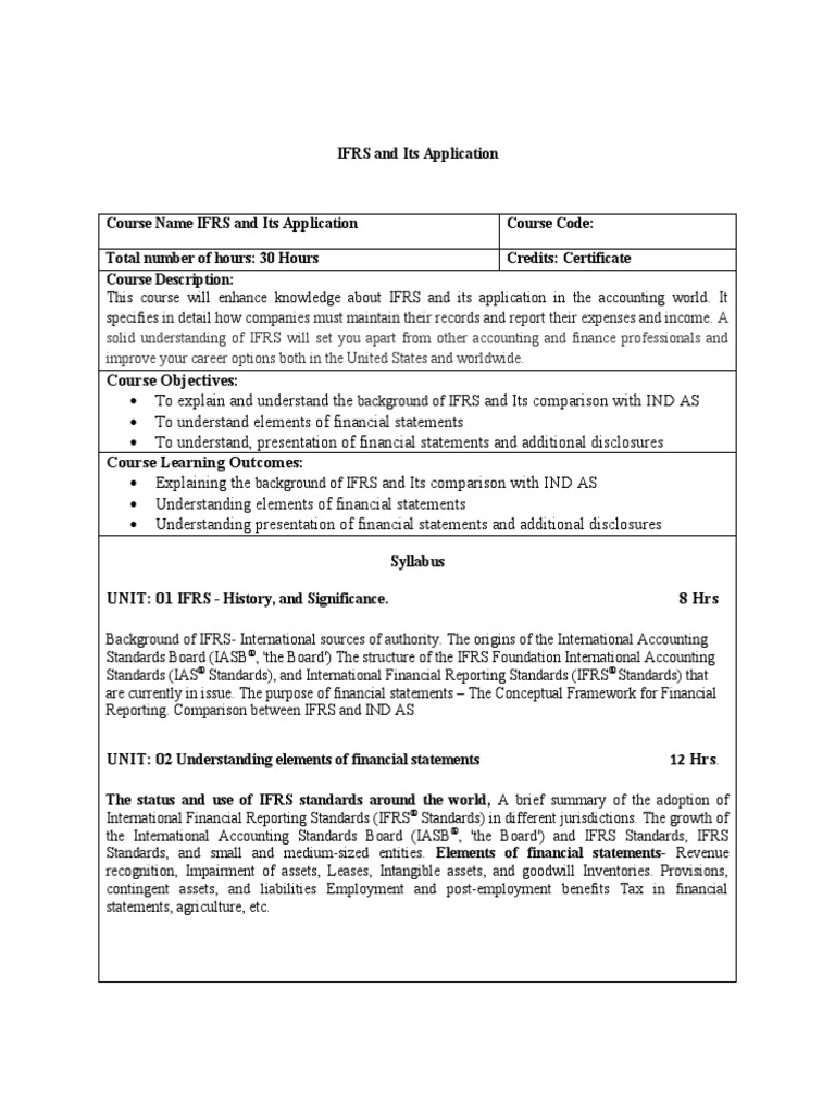 VAC IFRS and Its Application | PDF