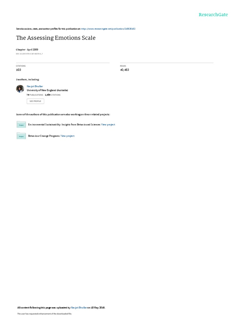 Assessing Emotions Scale Book Chapter 2 | PDF | Emotional Intelligence ...