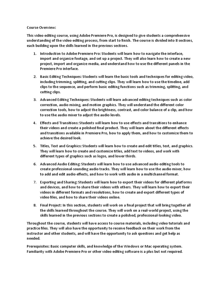 Video Editing | PDF | Computing | Software Development