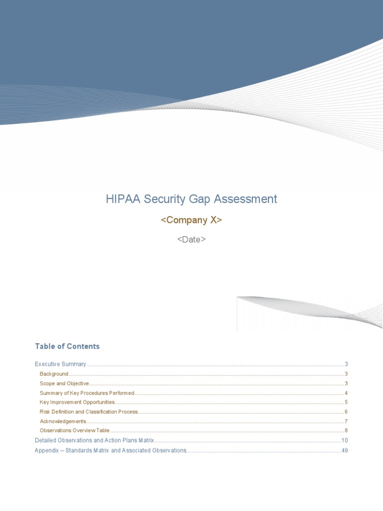 HIPAA Security Gap Assessment Audit Report | PDF | Health Insurance ...