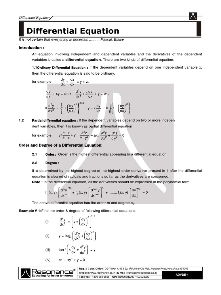 Differential Equation Theory+Exercise+HLP | PDF | Equations | Differential Equations