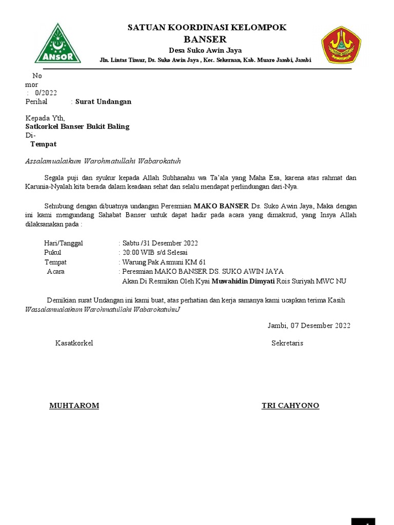 Undangan Banser | PDF