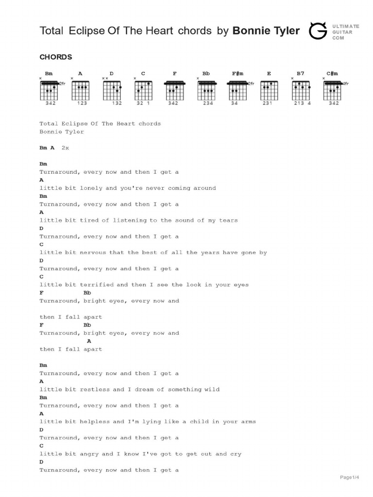 Total Eclipse of The Heart Chords | PDF