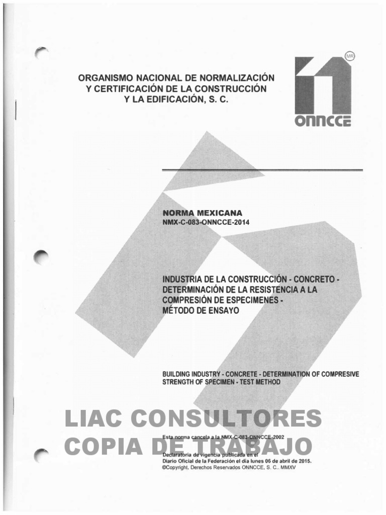 NMX-C-083-ONNCCE-2014 | PDF | Hormigón | Esfera