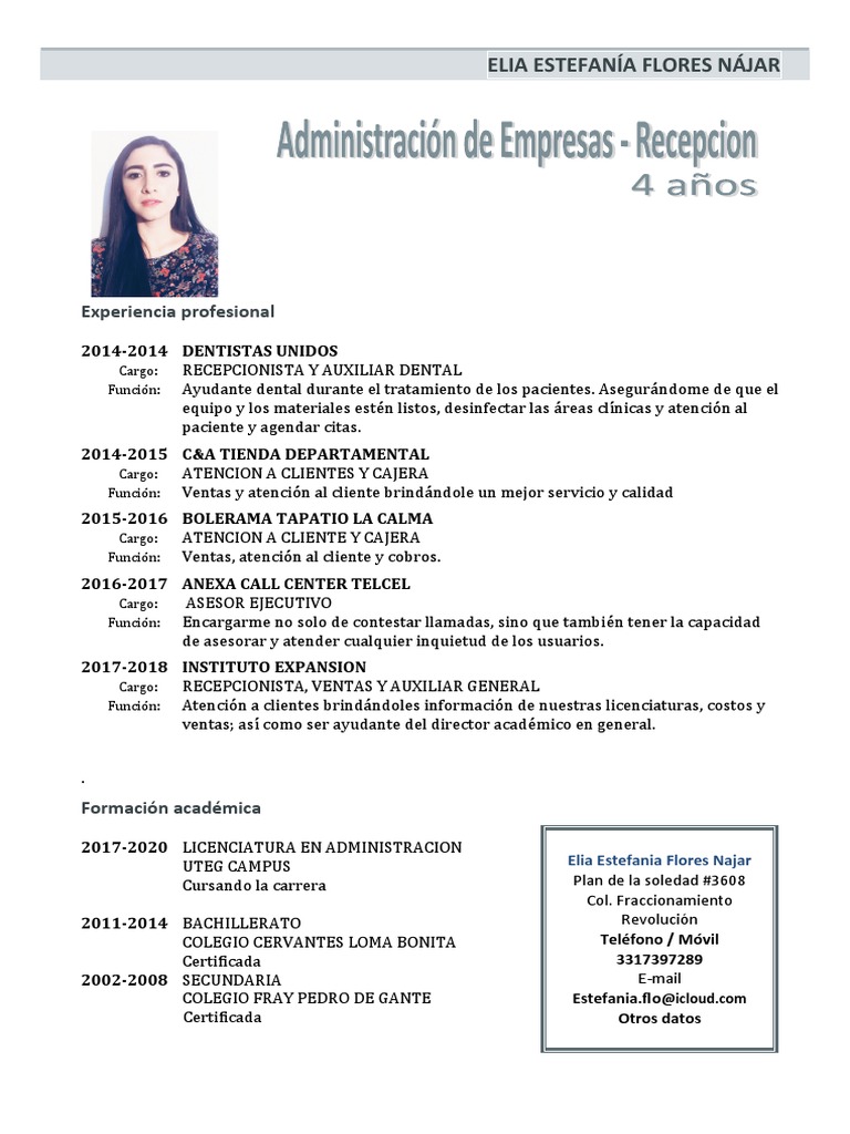Curriculum Vitae ESTEFANÍA FLORES | PDF