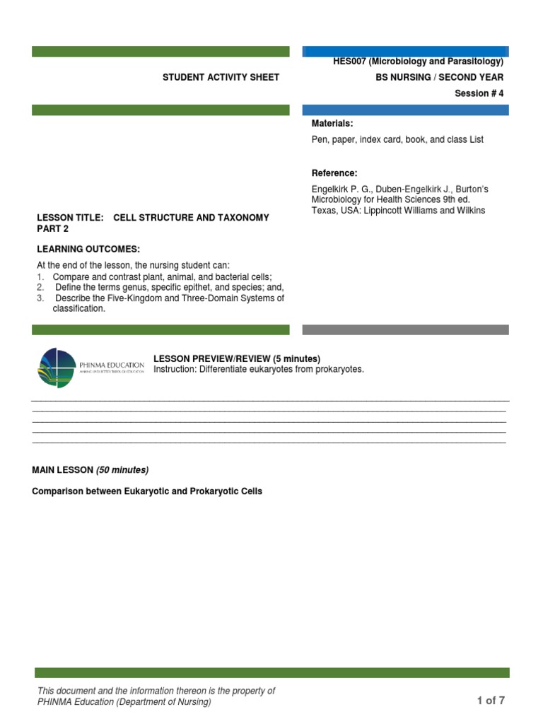 HES007 Lec Session #4 SAS | PDF | Scientific Classification ...
