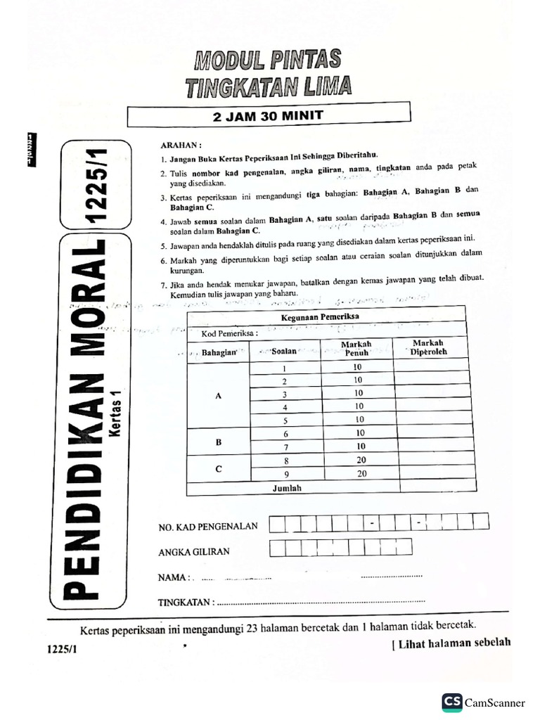 Pendidikan Moral Trial SPM Selangor Set 2 | PDF