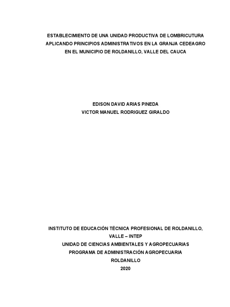 GAGM - Edison David Arias y Victor Manuel Rodríguez | PDF | Agricultura ...