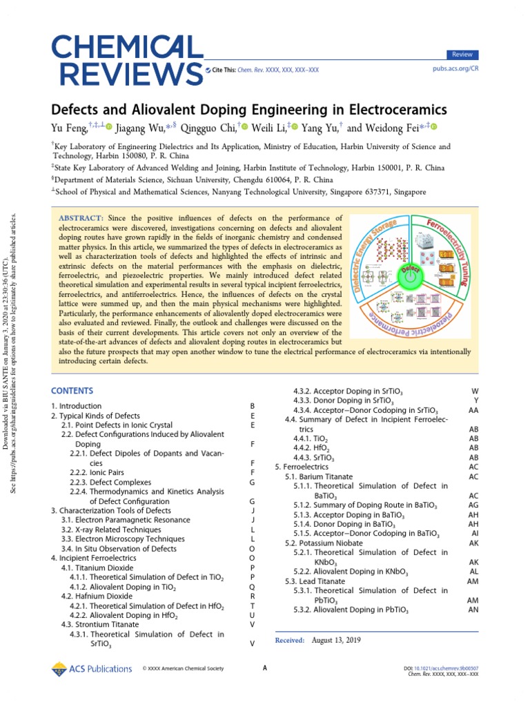 Defects and Aliovalent Doping Engineering in Electroceramics | PDF ...