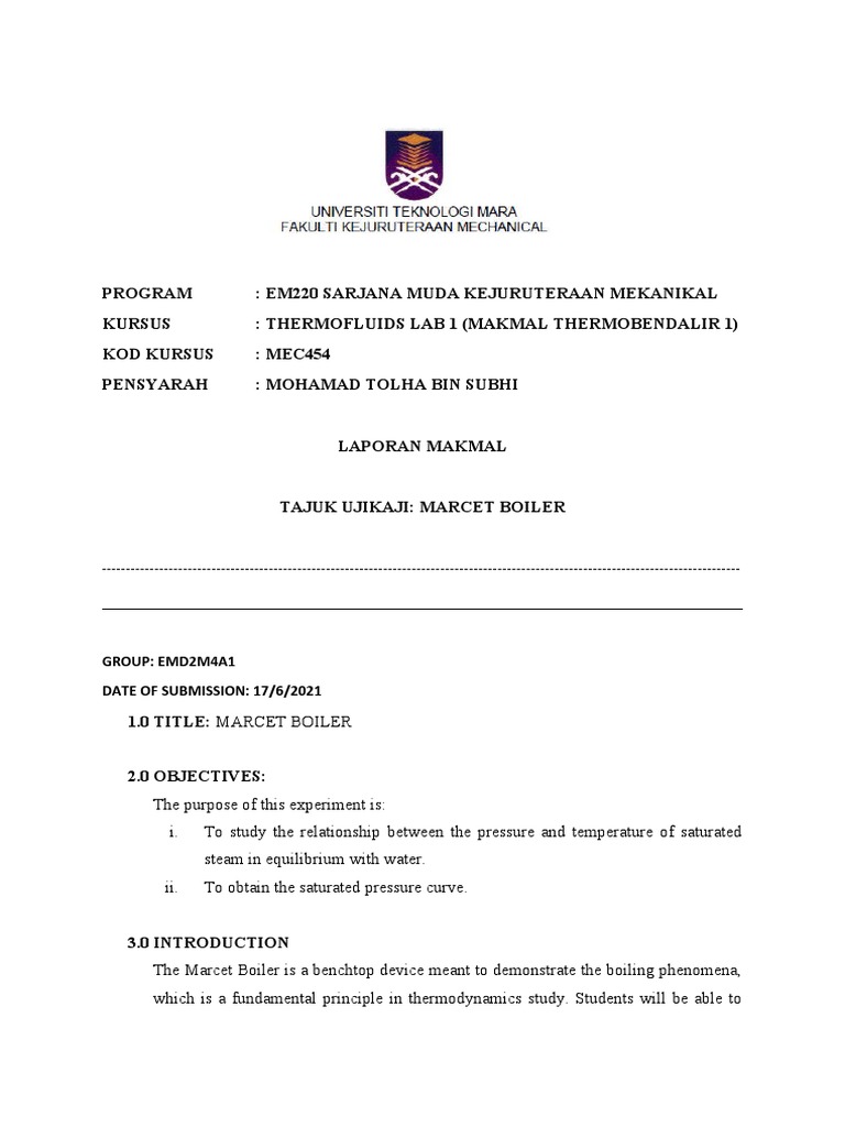 Lab Report Marcet Boiler | PDF | Boiler | Gases