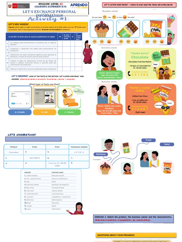 Learning Activity 01 LET'S CREATE ADS PRE A1 | PDF