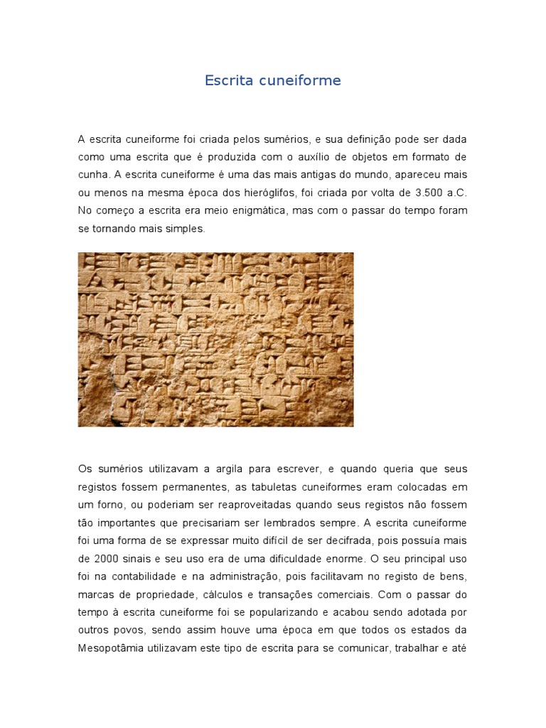 Escrita Cuneiforme | PDF | Escrita | Cuneiforme