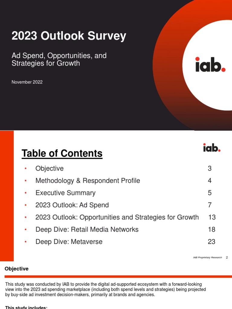 IAB 2023 Outlook Survey | PDF | Advertising | Marketing