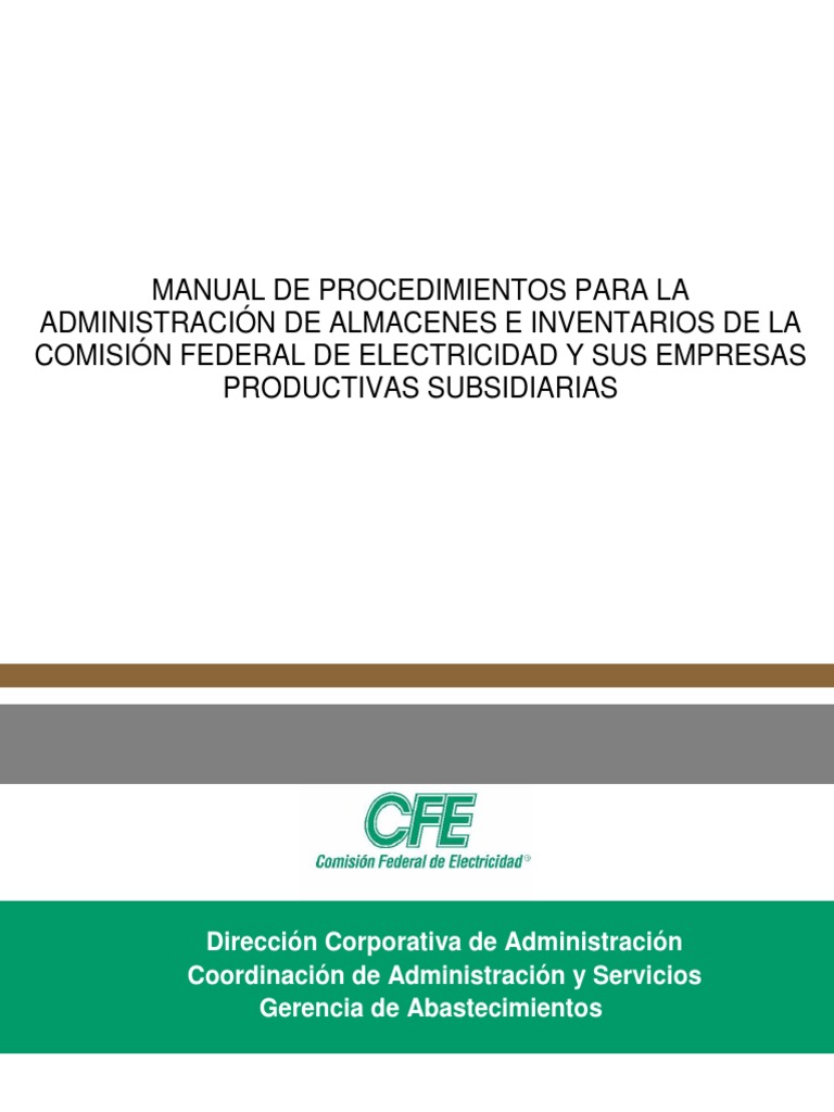 Manual de Procedimientos de Almacenes CFE | PDF | México | Comisión Europea