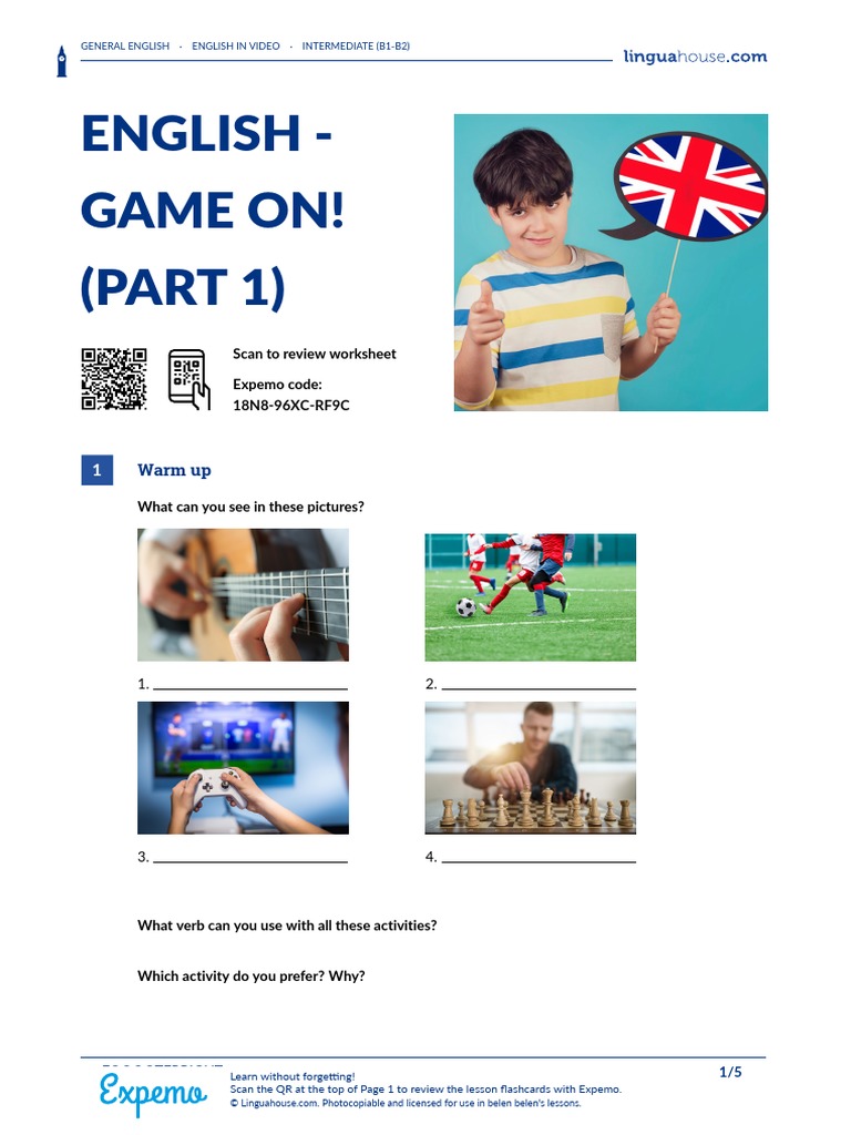 English Game On Part 1 British English Teacher Ver2 | PDF | English ...