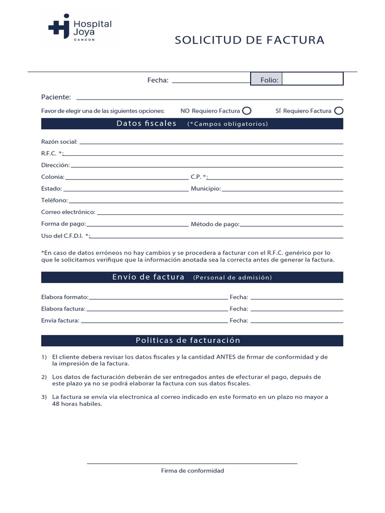 Solicitud de Factura | PDF