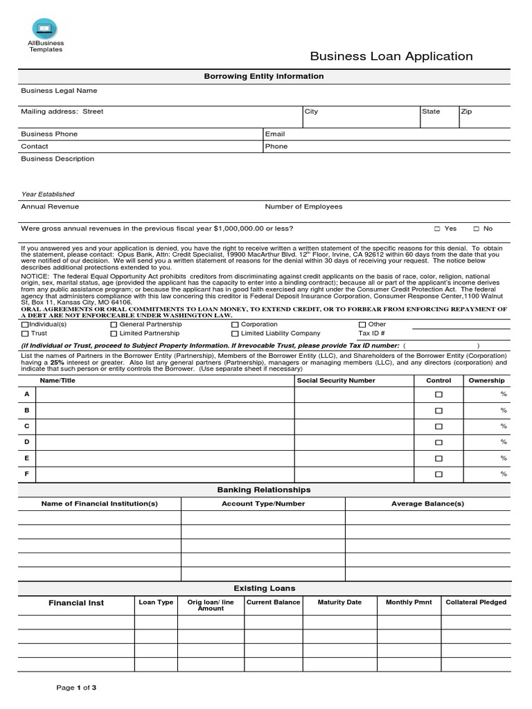 Business Banking Loan Application | PDF | Loans | Credit