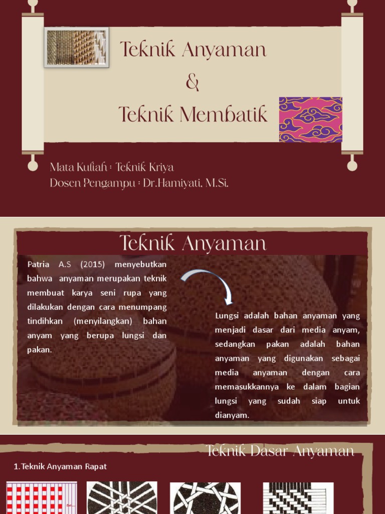 Teknik Anyaman & Teknik Batik | PDF