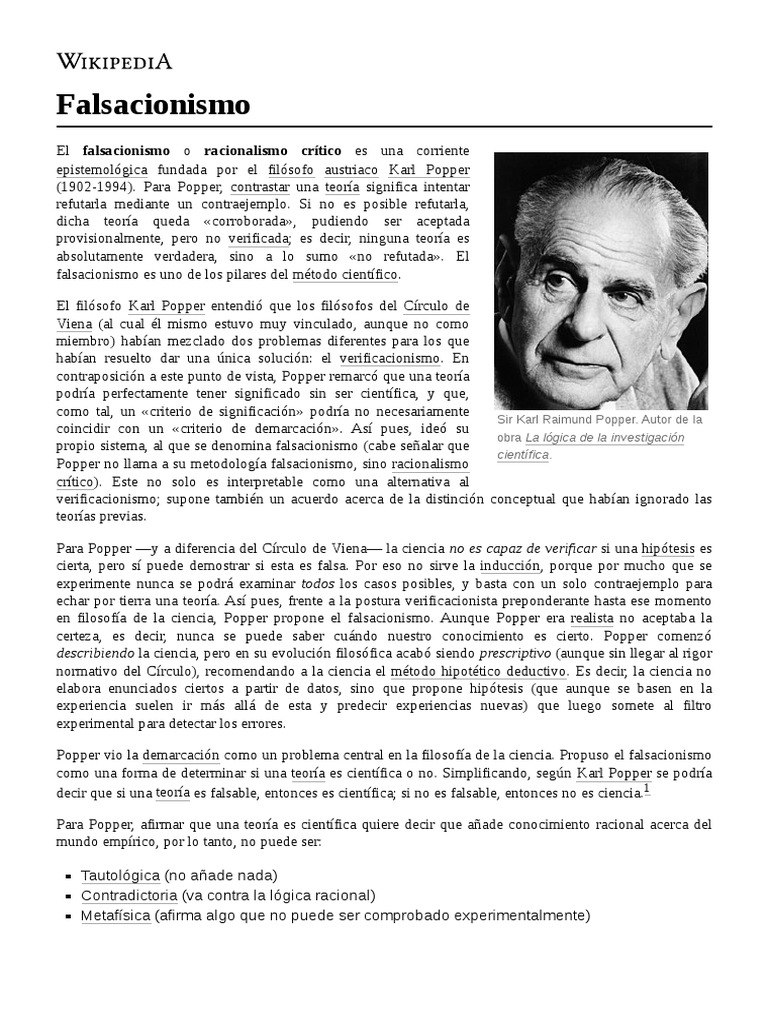 Falsacionismo | PDF | Karl Popper | Método científico