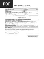 Obrazac - Nasljednicka Izjava | PDF