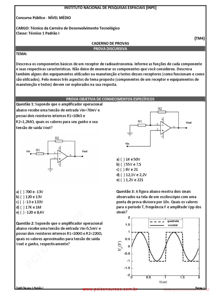 Prova Discursiva: Tm04 Técnico 1 Padrão I Página 1 | PDF | Decibel | Barulho