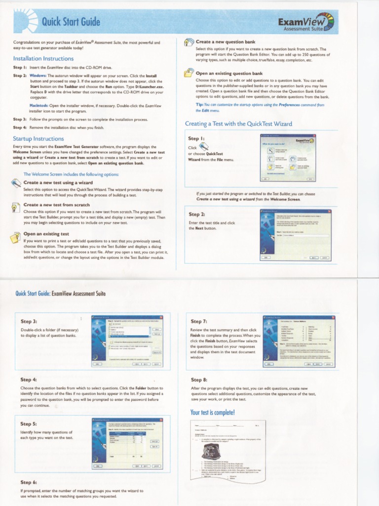 ExamView Assessment Suite Quick Start Guide | PDF | Microsoft Windows ...