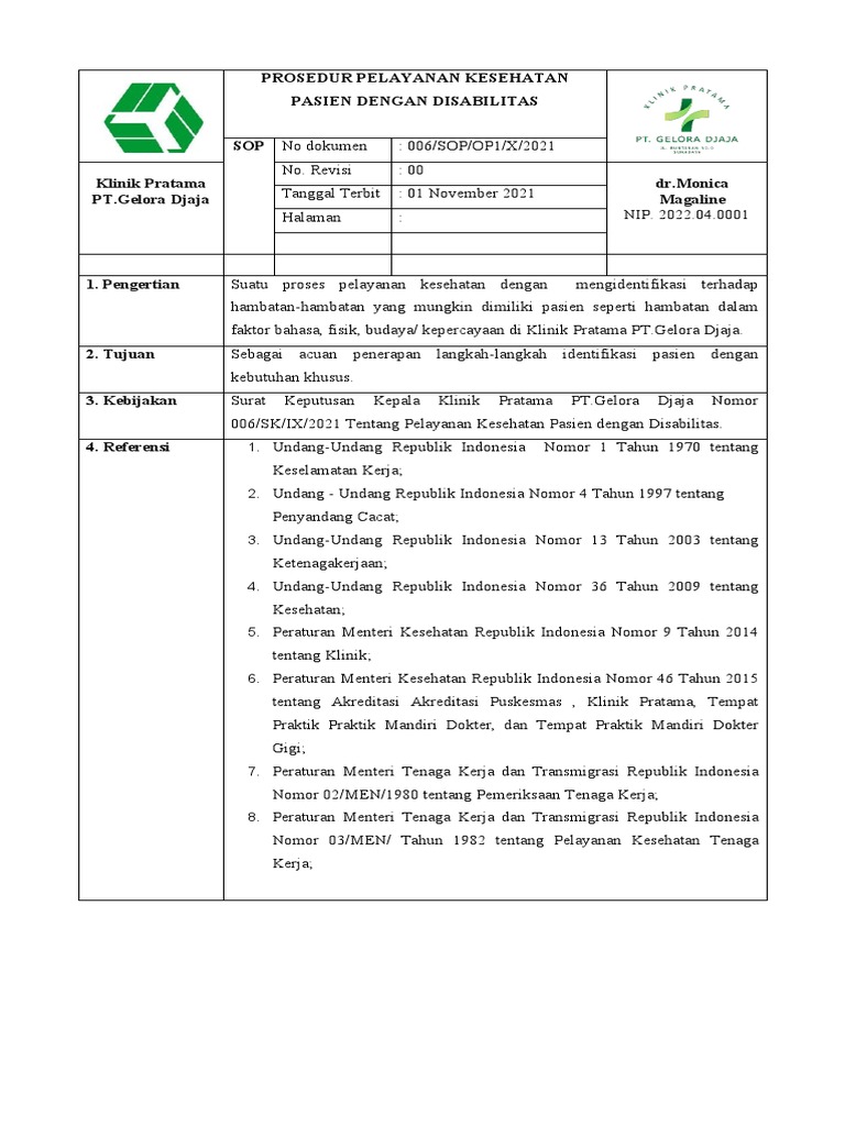 SOP Disabilitas Revisi | PDF