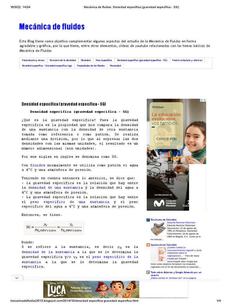 Gravedad Específica y Densidad en Fluidos | PDF | Densidad | Presión