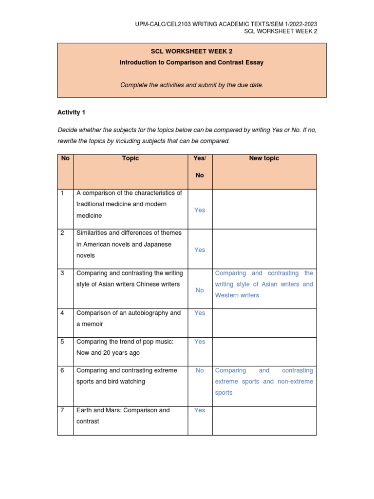 SCL Worksheet Week 2 | PDF | Low Carbohydrate Diet | Food And Drink