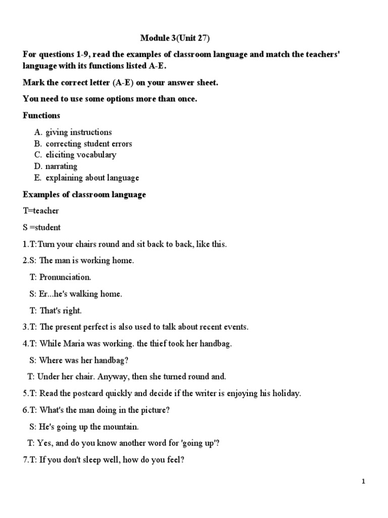 Analyzing Classroom Language Functions | PDF | Teachers | Question