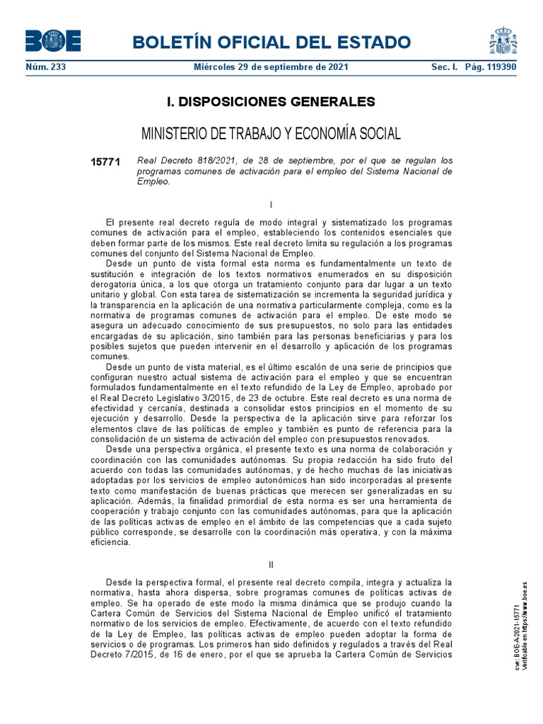 Documento Real Decreto 818 - 2021-De | PDF