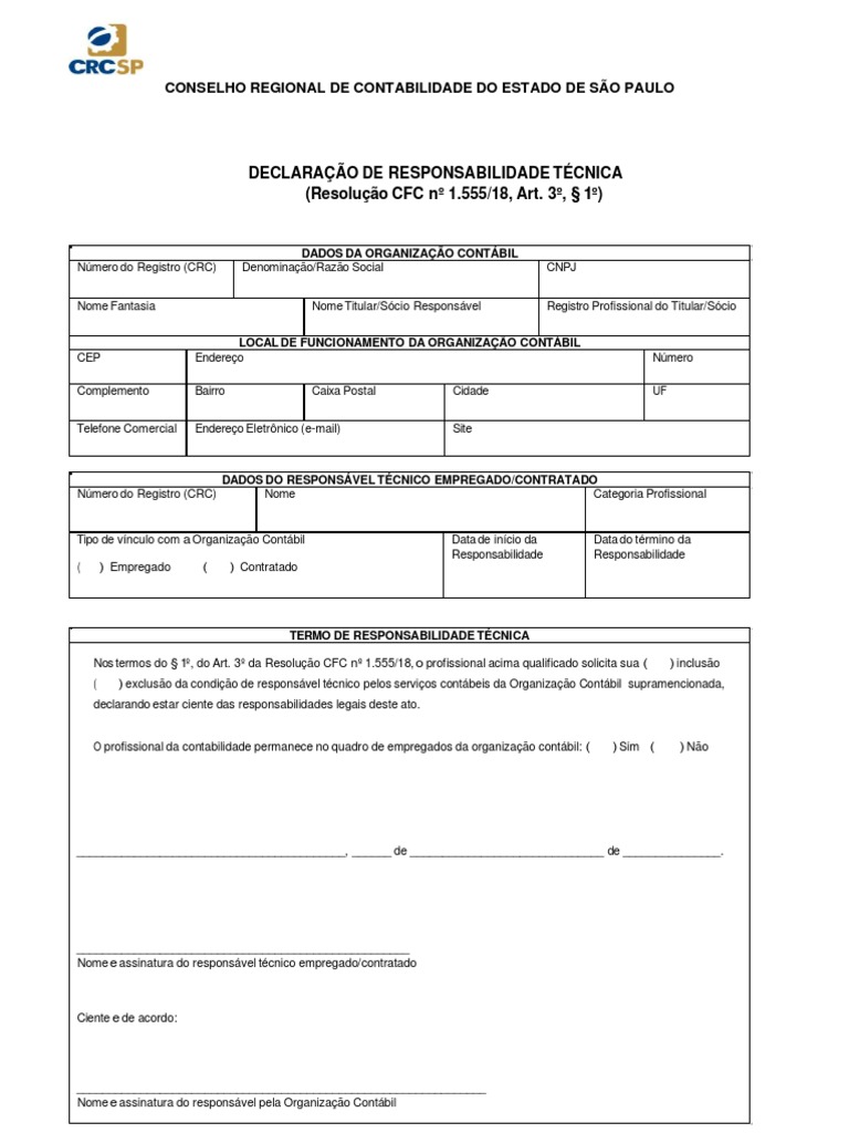 Declaracao Responsavel Tecnico | PDF Declaracao Responsavel Tecnico | PDF