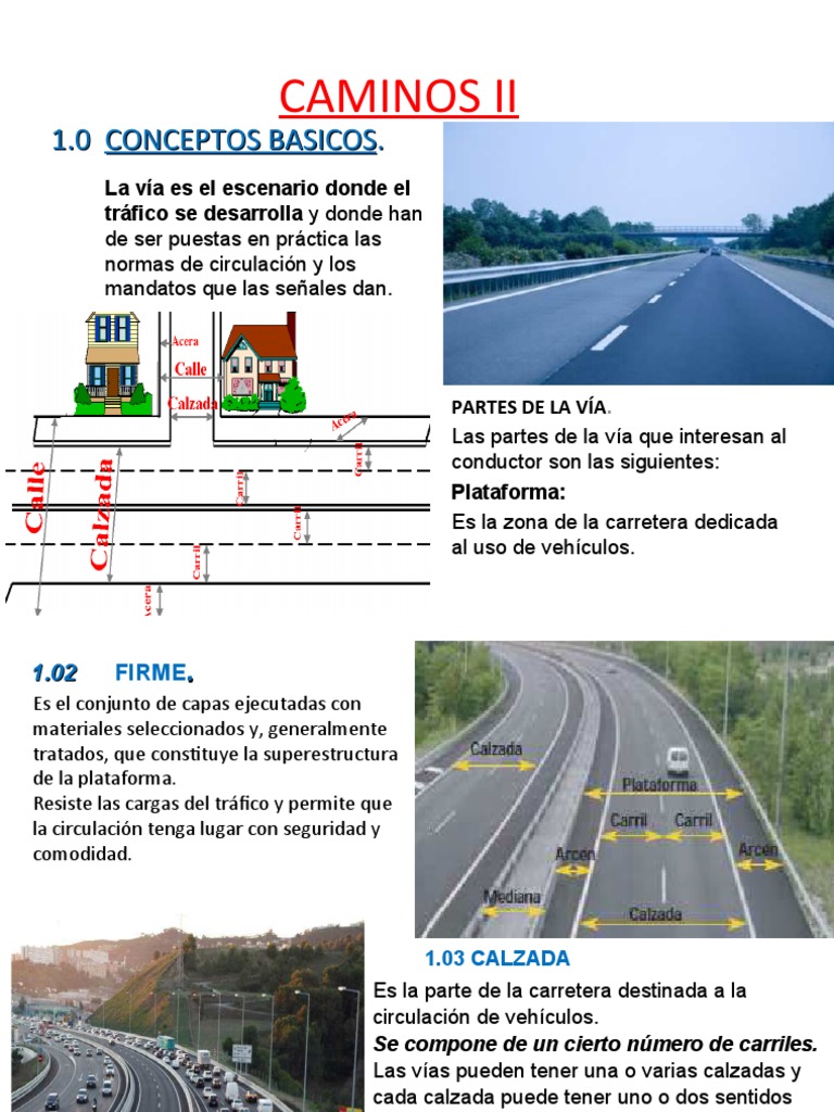 Caminos Ii: 1.0 Conceptos Basicos | PDF | Peatonal | La carretera