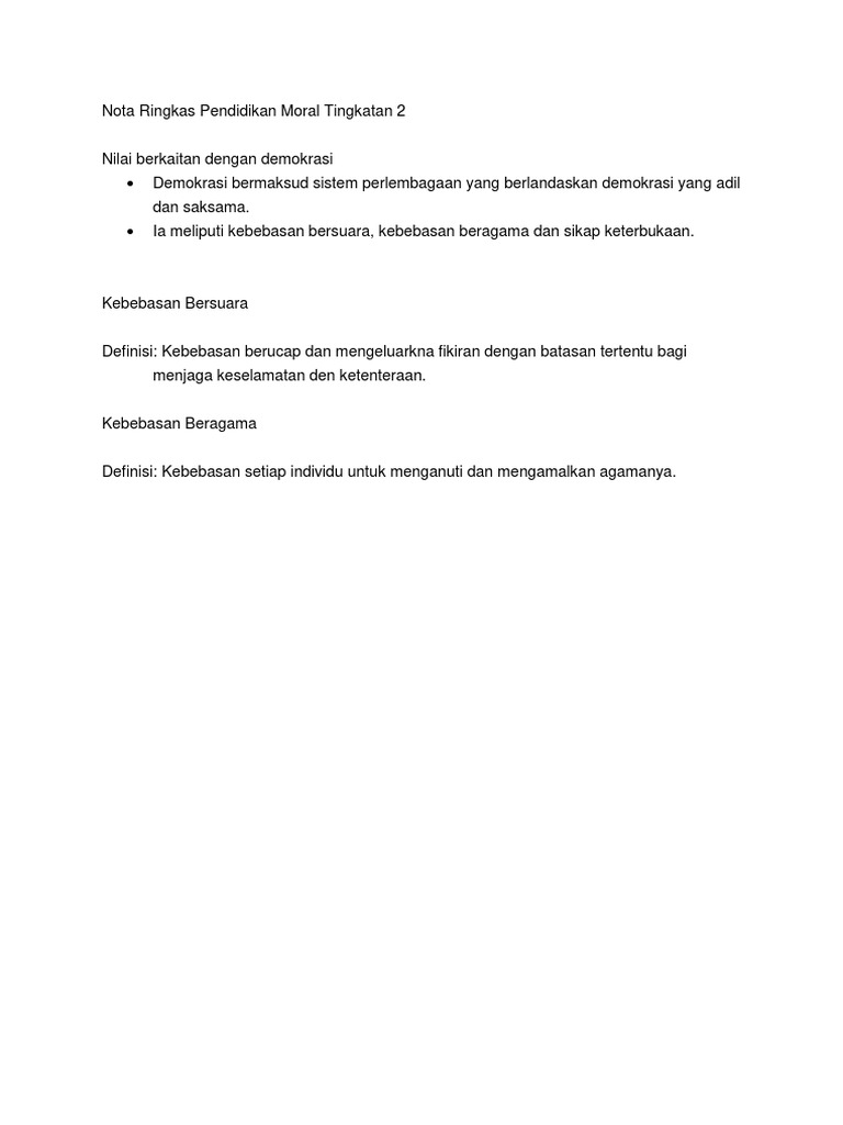 Nota Ringkas Pendidikan Moral Tingkatan 2 Compress | PDF