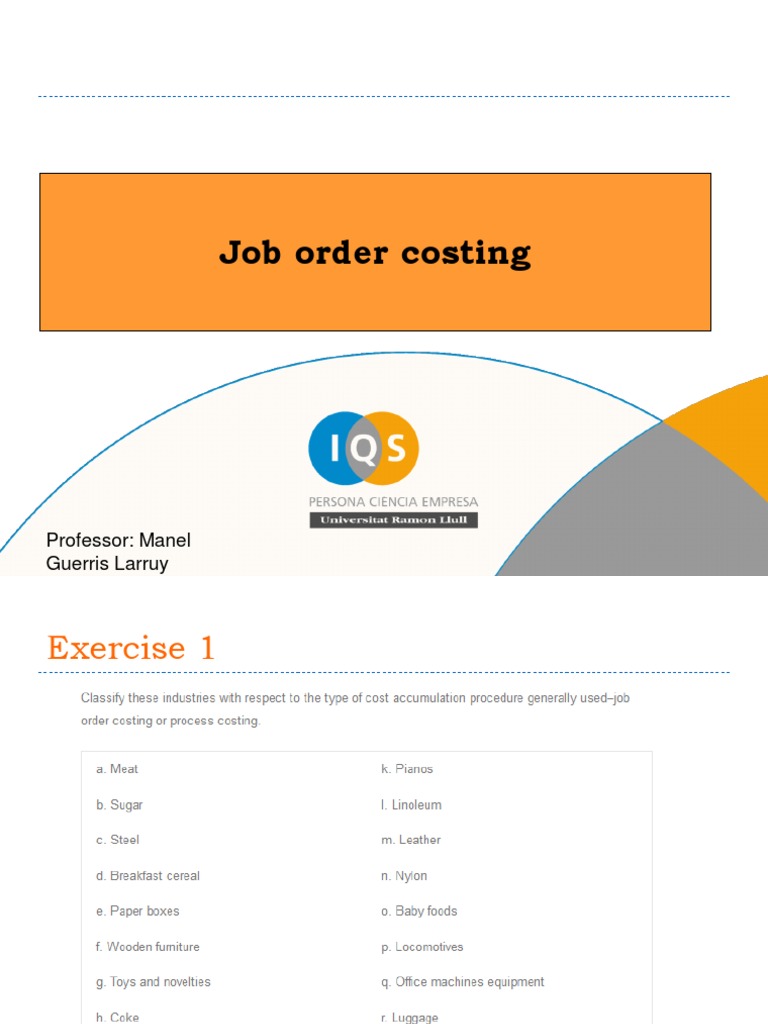 Job Costing Exercises With Solutions | PDF | Cost | Economies