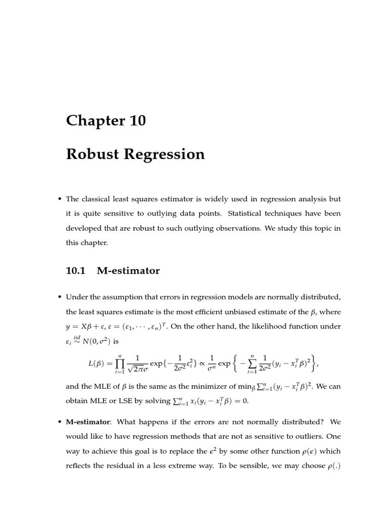 An In-Depth Examination of Robust Regression Methods and Their Ability to Resist Outliers | PDF ...